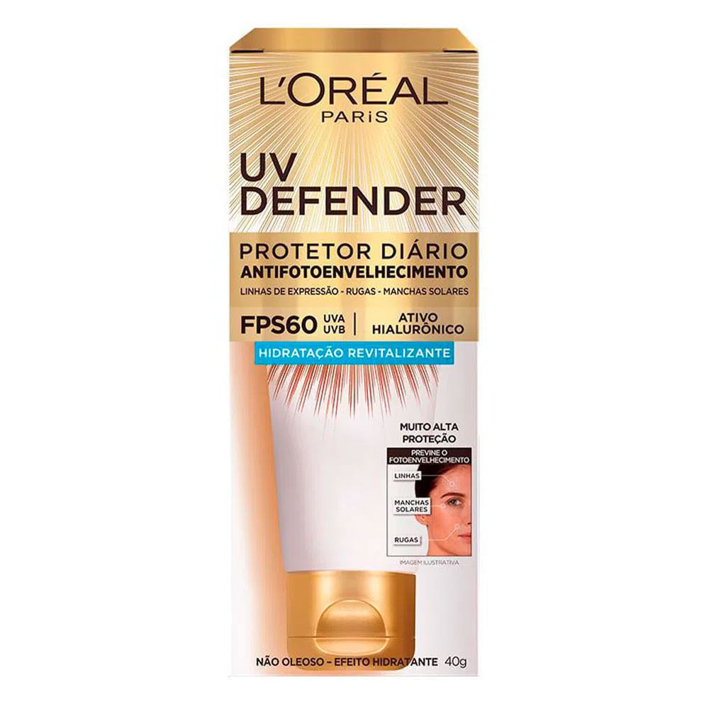 Protetor Solar UV Defender L'oreal Sem Cor FPS60 40g - Farmadelivery