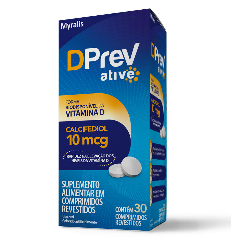 Vitamina D Calcifediol Dprev Ative 10mcg c/30 Comprimidos - Farmadelivery