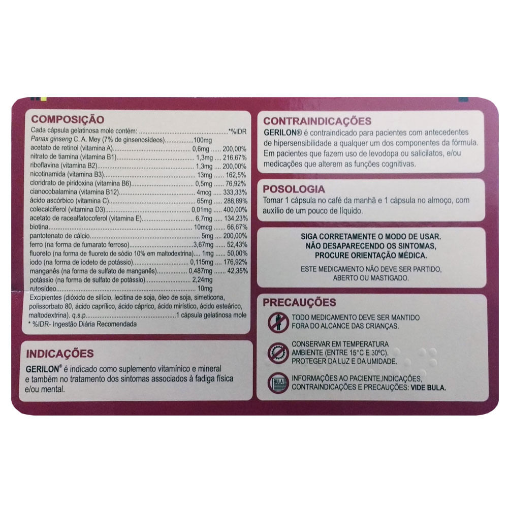Gerilon 30 Cápsulas em Oferta - Farmadelivery