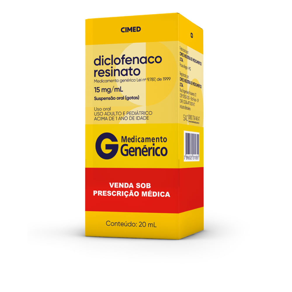 Diclofenaco Resinato Genérico Cimed Gotas 20ml - Farmadelivery