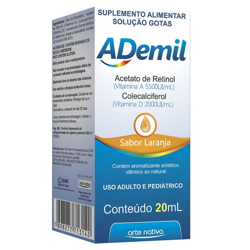 Ademil (Vitamina A+Vitamina D3) Gotas Laranja 20ml em Oferta ...