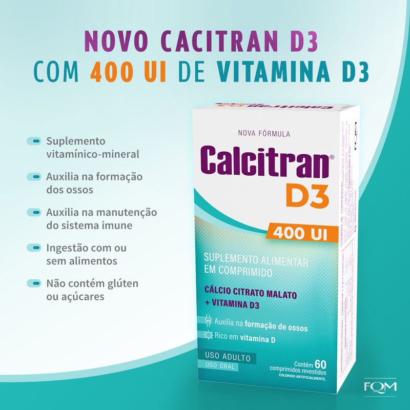Calcitran D3 400UI 60 Comprimidos em Oferta - Farmadelivery
