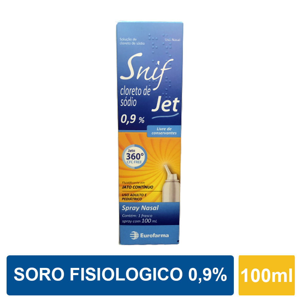 Snif Jet Cloreto de Sódio 0,9% Spray Nasal 100ml - Farmadelivery