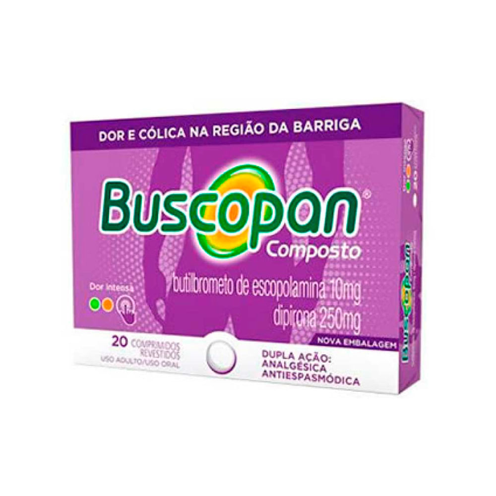 Buscopan Composto 250mg 20 Comprimidos Revestidos - Farmadelivery