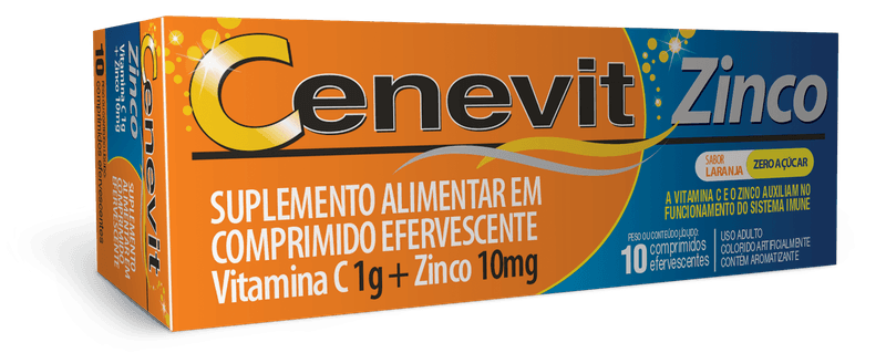 Cenevit Zinco Laranja 1g 10 Comprimidos Efervescentes - Farmadelivery