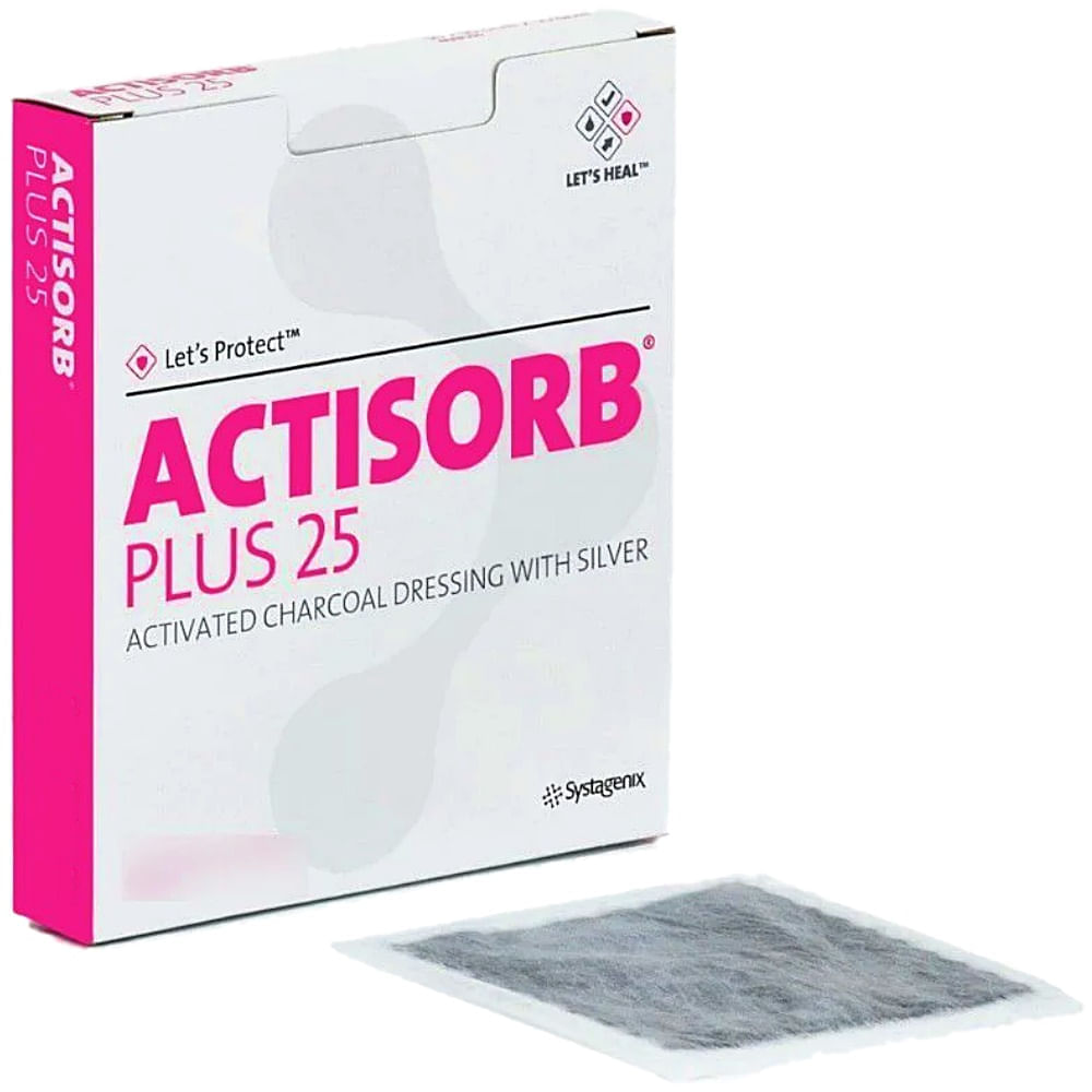 Curativo Actisorb Plus 25 6.5x9.5cm Carvão Ativado Prata - unidade ...